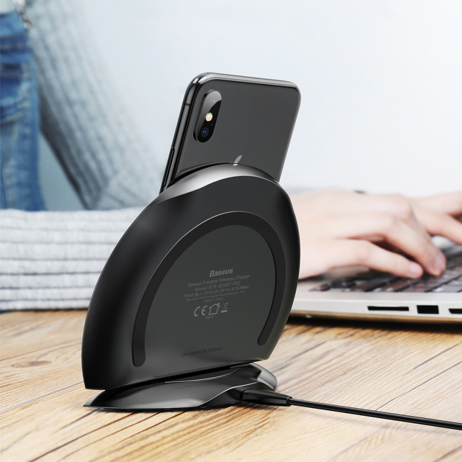 Baseus 10W Foldable Fast Wireless Charger Pad / Desktop Stand